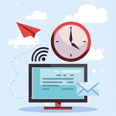 Premium Vector Computer With Clock