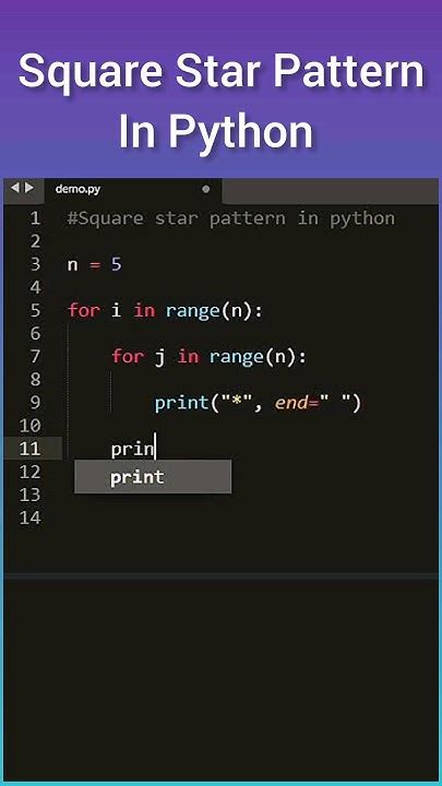 Square Star Pattern Using Python Python Programming Youtube