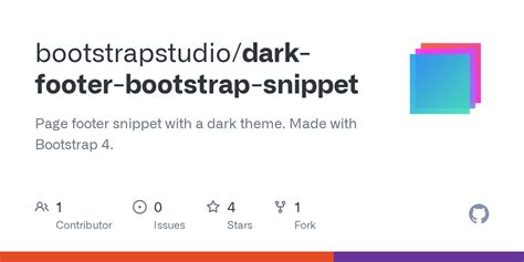 GitHub Bootstrapstudio Dark Footer Bootstrap Snippet Page Footer