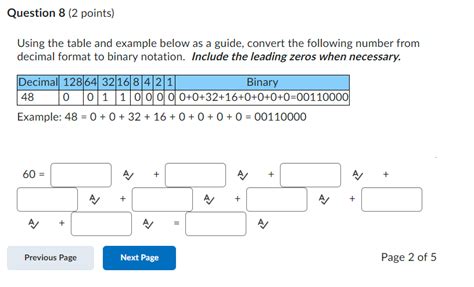 Question 8 (2 ﻿points)Using the table and example | Chegg.com