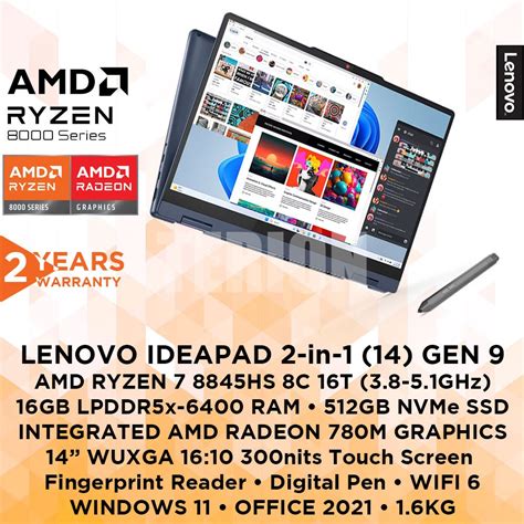Lenovo Ideapad In Ahp Ryzen Gb Ram Gb Ssd Wuxga Touch Screen Digital Pen