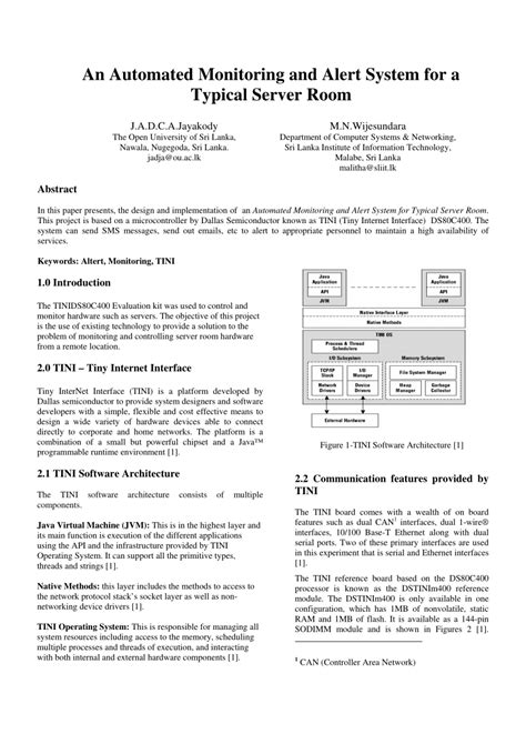 Pdf An Automated Monitoring And Alert System For A Typical Server Room