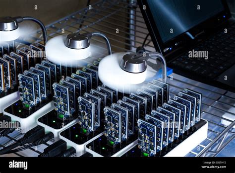 Bitcoin Mining USB Devices In A Row With Small Fans Stock Photo Alamy