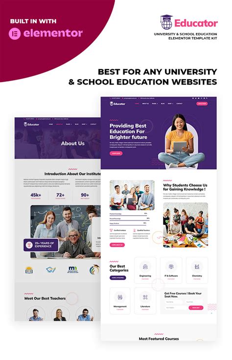 Educator University And School Education Elementor Template Kit
