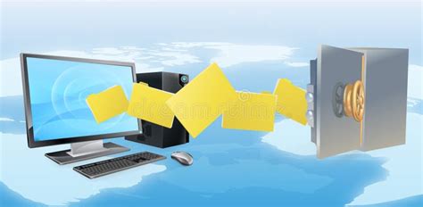 Computer Safe Secure Transfer Backup Stock Vector Illustration Of