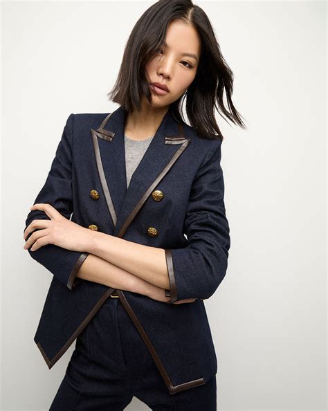 Miller Denim Blazer Dickey Jacket In Dark Wash Veronica Beard