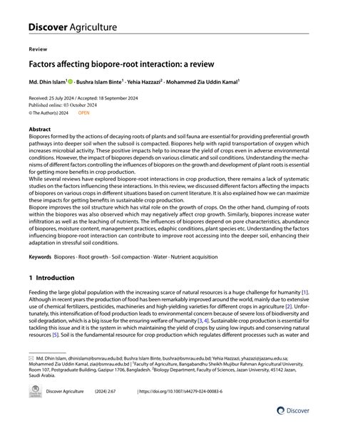 Pdf Factors Affecting Biopore Root Interaction A Review