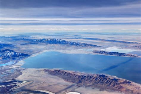 Vista Aerea Del Grande Lago Salt Utah Fotografia Stock Immagine Di