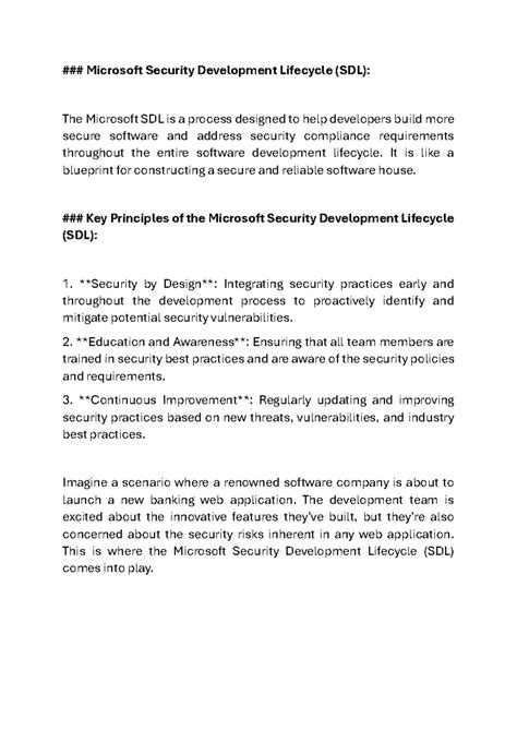 unit 2 microsoft sdl and owasp microsoft security development lifecycle sdl the microsoft