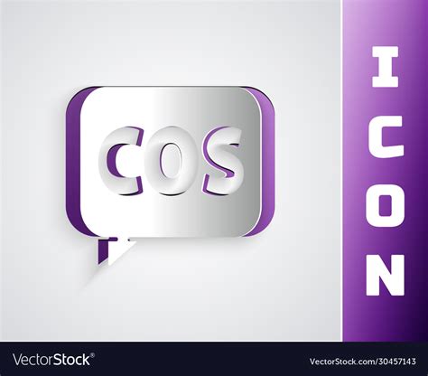 Paper Cut Mathematics Function Cosine Icon Vector Image
