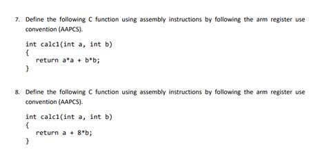 Solved 7 Define The Following C Function Using Assembly