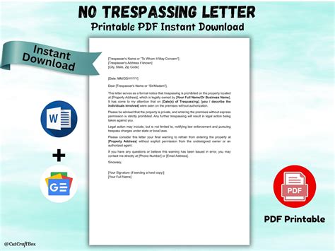 Editable No Trespassing Letter No Trespass Notice Template No