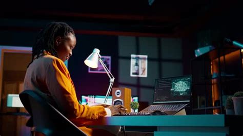 African American System Engineer Using Ai System To Write Computer