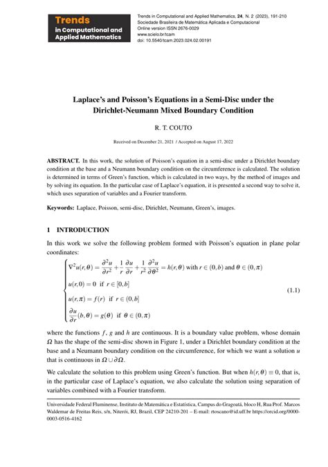 pdf laplace s and poisson s equations in a semi disc under the