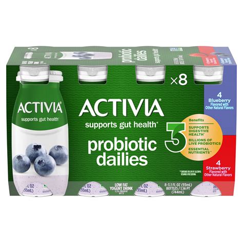 Activia Probiotic Daily Strawberry And Blueberry Lowfat Yogurt Drinks