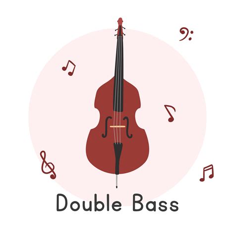 Double Bass Clipart Cartoon Style Simple Cute Brown Contrabass String Bass Bass Fiddle Bull