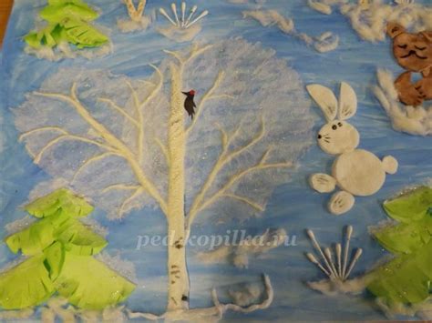 Коллективная аппликация Зимушка зима Средняя группа