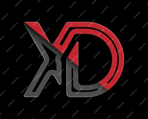 Premium Vector | Stylized lowercase letters x and d in red and black connected by a single line ...