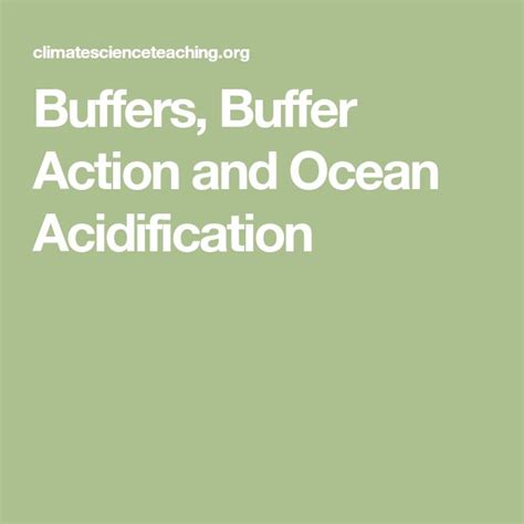 Buffers Buffer Action And Ocean Acidification