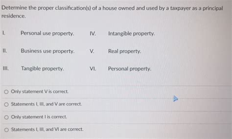 Solved Determine The Proper Classifications Of A House