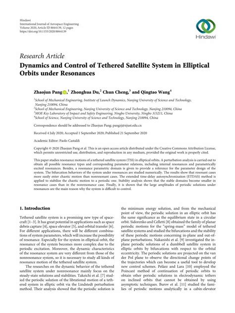 Pdf Dynamics And Control Of Tethered Satellite System In Dokumen Tips