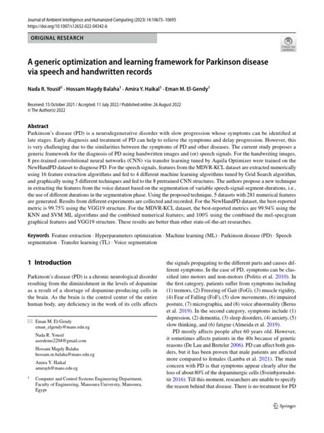 A Generic Optimization And Learning Framework For Parkinson Disease Via