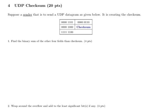 Solved 4 Udp Checksum 20 Pts Suppose A Sender That Is To