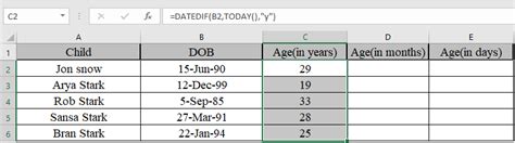 How To Calculate Years Months Days Elapsed From A Certain Date In Microsoft Excel