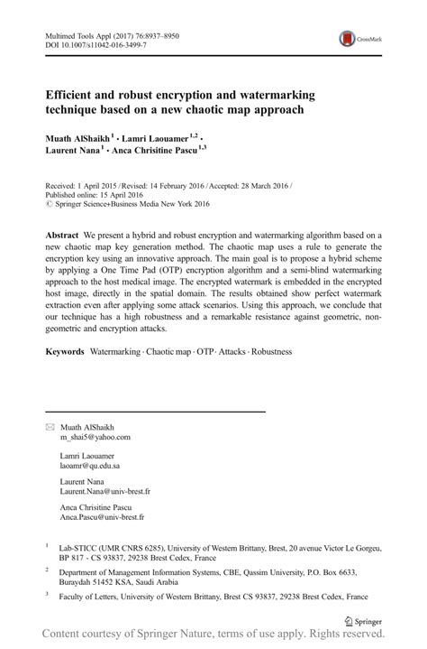Efficient And Robust Encryption And Watermarking Technique Based On A