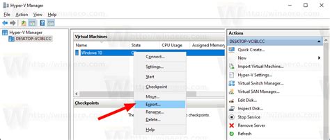 Export Hyper V Virtual Machine In Windows 10