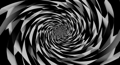 Spiral Pattern Featuring Interlocking Black And White Triangular Shapes Creating A Stock