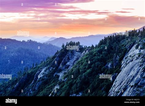View From Moro Rock At Dusk Sequoia National Park California Stock