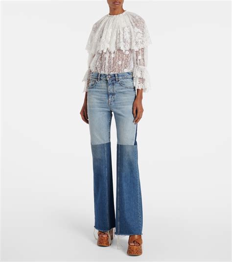 Patchwork Flared Jeans In Blue Chloe Mytheresa