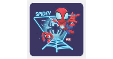 Spidey And Trace E Glow Webs Glow Square Sticker Zazzle