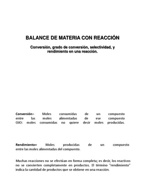 Conversion Quimica Selectividad Pdf Benceno Mole Unidad