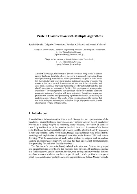 Pdf Protein Classification With Multiple Algorithms