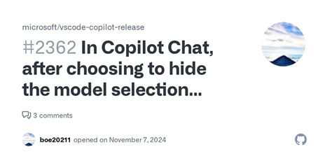 In Copilot Chat After Choosing To Hide The Model Selection Option There Is No Place To Bring