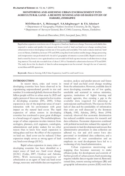 Pdf Monitoring And Assessing Urban Encroachment Into Agricultural Land A Remote Sensing And
