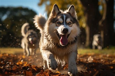 Premium Ai Image A Playful Siberian Husky Running In A Game Of Fetch