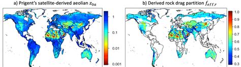global roughness length and rock drag partition factor maps at a
