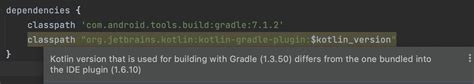 Androidのkotlin Pluginのバージョン指定extkotlinversionでエラー：your Project