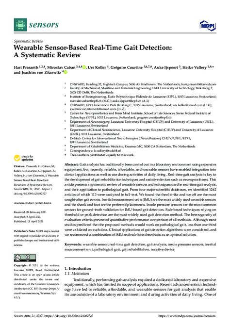 Pdf Wearable Sensor Based Real Time Gait Detection A Systematic Review