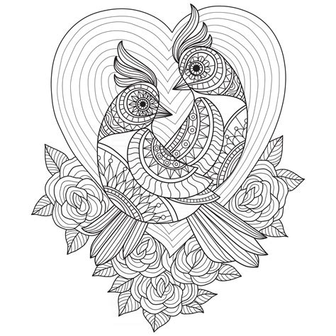 Bird Couple Hand Drawn For Adult Coloring Book 2815074 Vector Art At Vecteezy