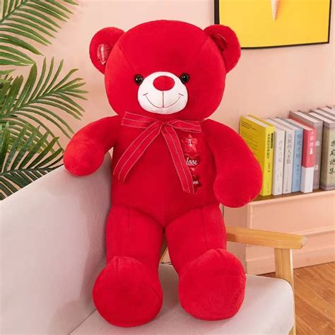 Geeme Manufacturer Custom Plushie Soft Stuffed Red Plush Teddy Bear Toy