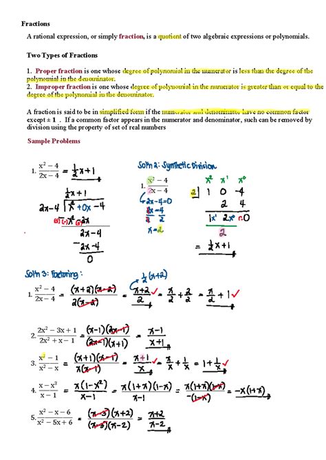 08a Fractions Math Plus Basic Refresh For Calc 1 A Rational Expression Or Simply Fraction