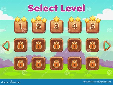 Level Selection Screen Game Ui Set On The Halloween Background Vector