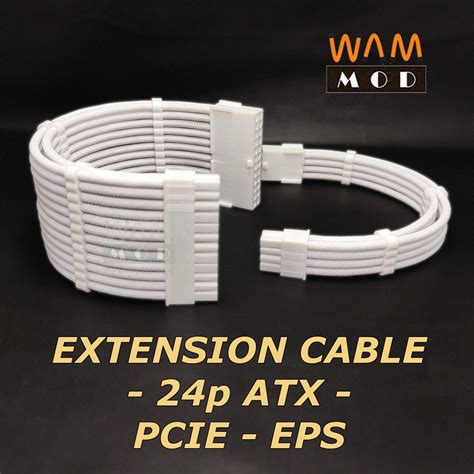 Jual Cable Sleeve Extension Psu All White 24 Pin Atx Kabel Vga Pcie 8p 6p Kabel Cpu Eps 8p