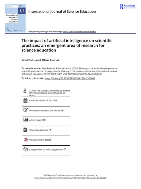 The Impact Of Artificial Intelligence On Scientific Practices An Emergent Area Of Research For
