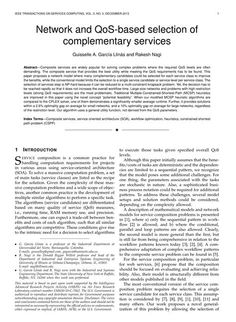 Pdf Network And Qos Based Selection Of Complementary Services