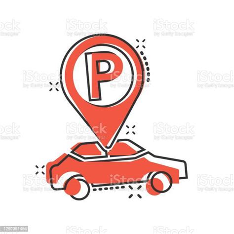 만화 스타일의 주차 아이콘 흰색 격리 된 배경에 자동 스탠드 만화 벡터 그림 도로 표지판 스플래시 효과 비즈니스 개념 거리에 대한 스톡 벡터 아트 및 기타 이미지 Istock